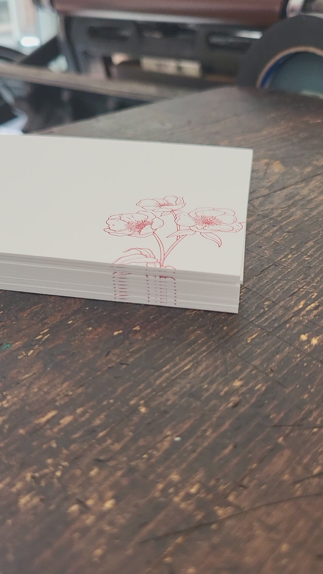 Red Flower Letterpress Card with Envelope – Idea Chíc