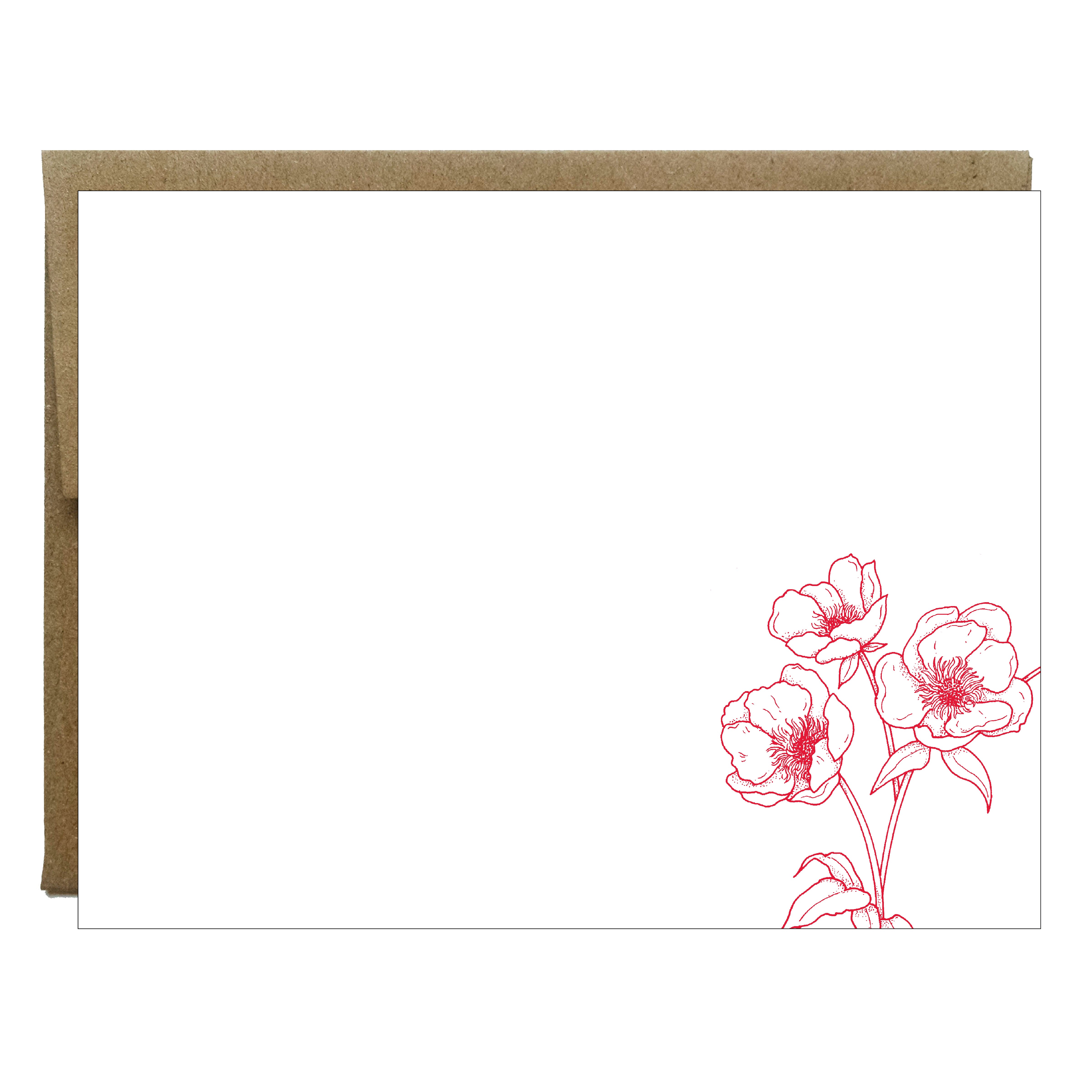Red Flower Letterpress Card with Envelope – Idea Chíc