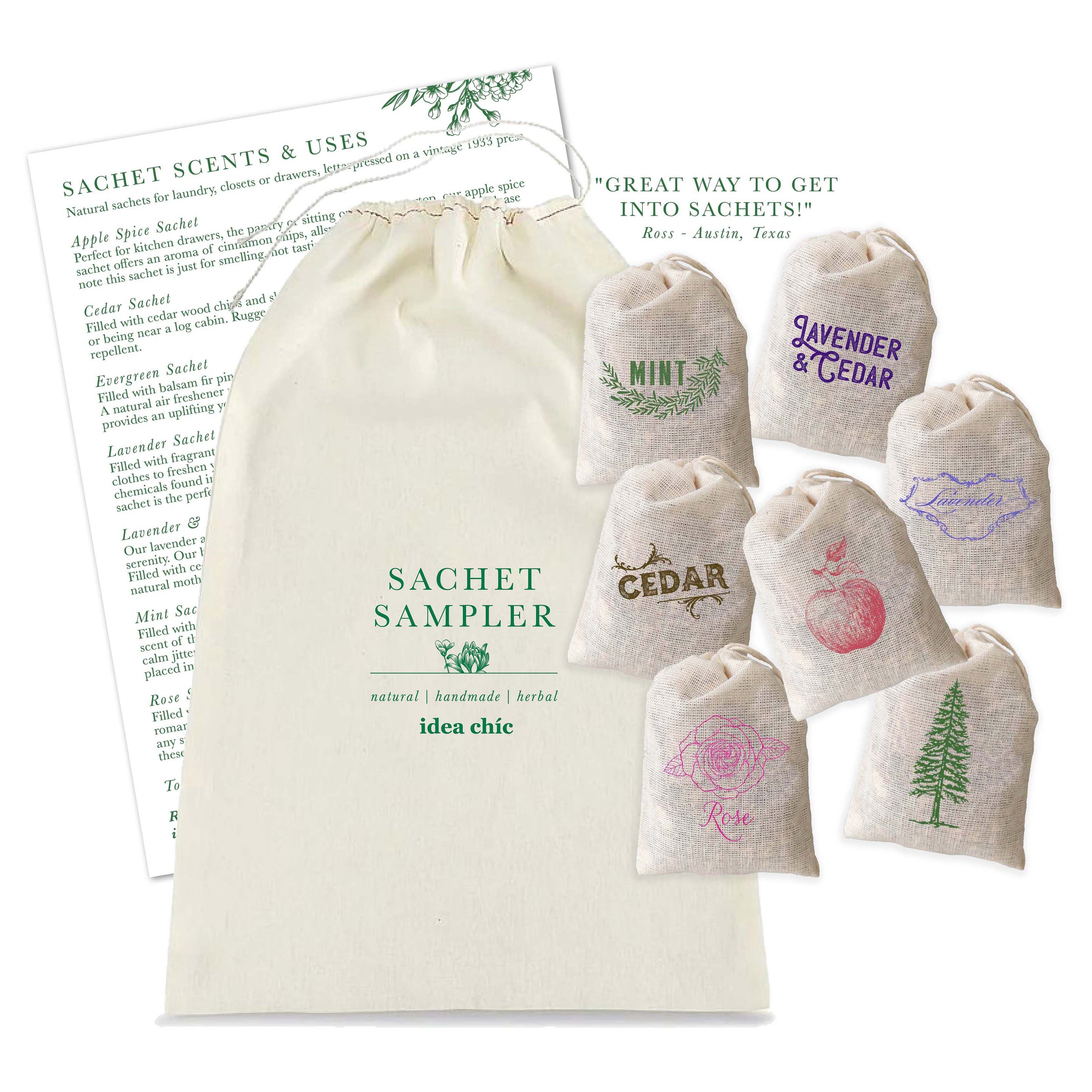 Sachet Sampler - 7 Pack for Home or Gift – Idea Chíc