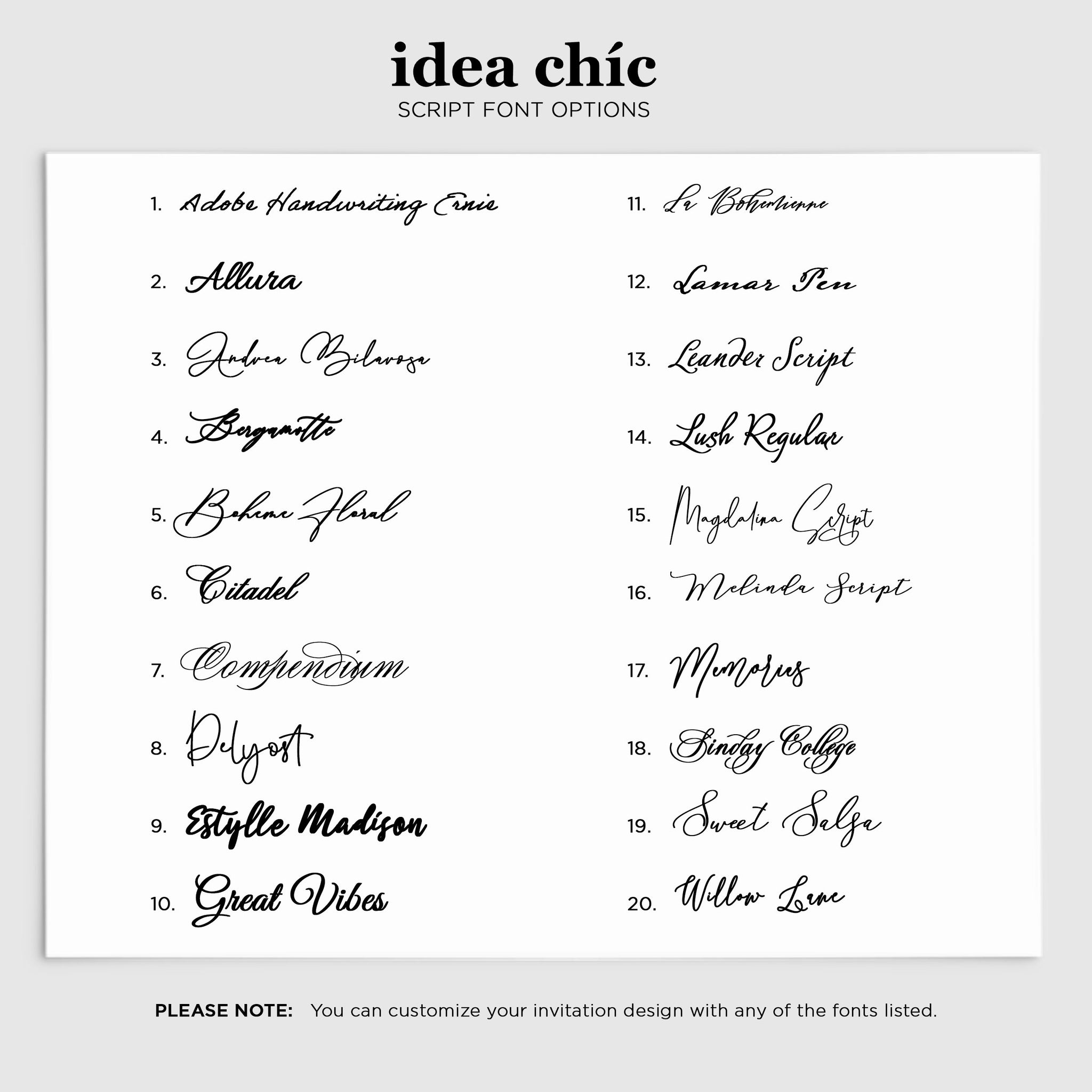 Fancy Script Wedding Invitation – Idea Chíc